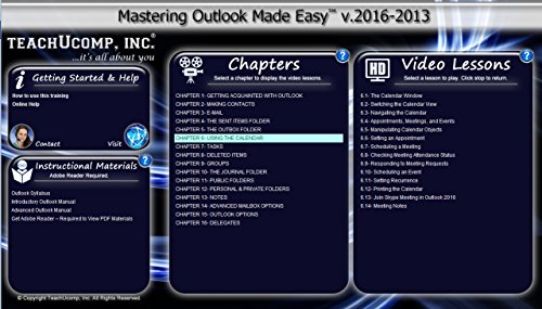 TEACHUCOMP Video Training Tutorial for Microsoft Outlook 2016 and 2013 DVD-ROM Course and PDF Manual