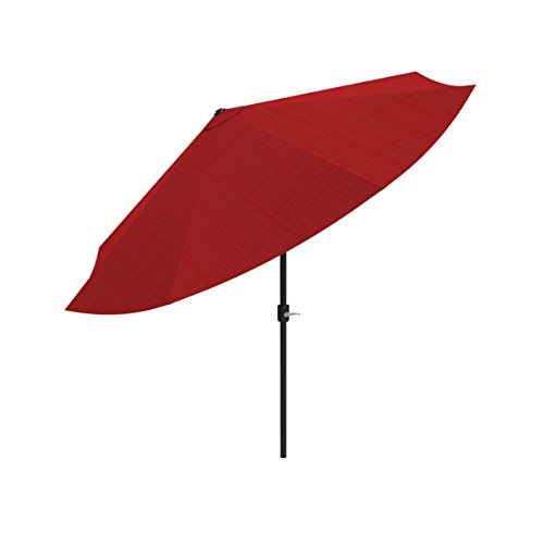 Pure Garden 10-Foot Patio Umbrella With Hand Crank and Auto Tilt - Outdoor Shade and Shelter for Decks, Porches, and Patios, Red