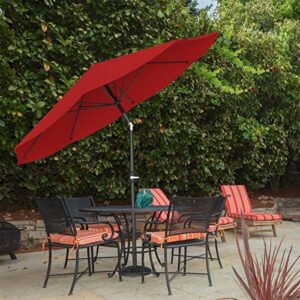 Pure Garden 10-Foot Patio Umbrella With Hand Crank and Auto Tilt - Outdoor Shade and Shelter for Decks, Porches, and Patios, Red