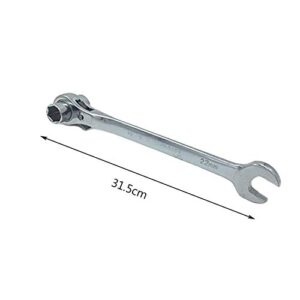 FORSUN 2 in 1 Scaffolding Podger Ratchet Wrench Site Ratcheting Socket Spanner Tool 19mm/22mm Silver