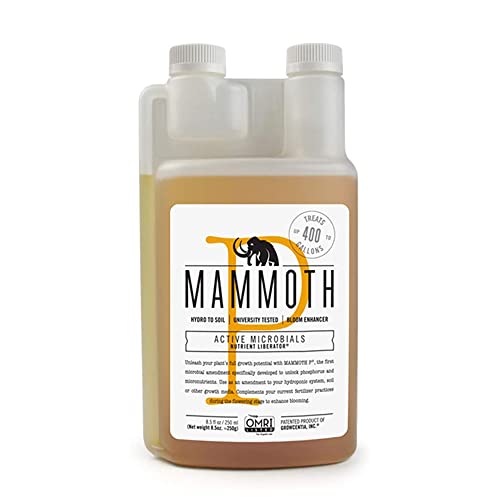 Mammoth Organic Bloom Booster | Mammoth P Organic Fertilizer Microbial Inoculant | 16% Proven Increase in Yield | University Developed and Growers Approved (250 ml)