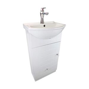 Renovators Supply Manufacturing Small Bathroom Vanity Sink Cabinet Vitreous China Sink Comes with Faucet and Drain Assembly Required Install Hardware Included