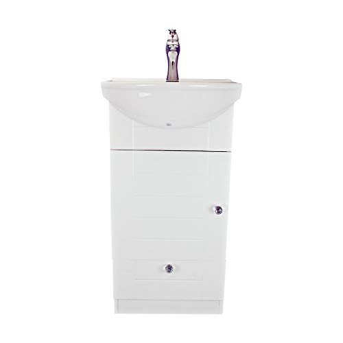 Renovators Supply Manufacturing Small Bathroom Vanity Sink Cabinet Vitreous China Sink Comes with Faucet and Drain Assembly Required Install Hardware Included