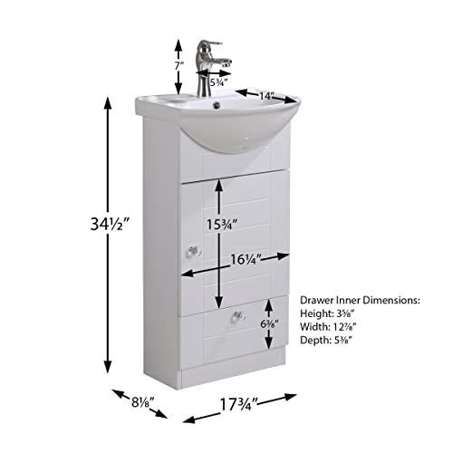 Renovators Supply Manufacturing Small Bathroom Vanity Sink Cabinet Vitreous China Sink Comes with Faucet and Drain Assembly Required Install Hardware Included