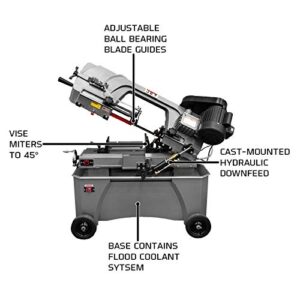 JET HVBS-712, 7" x 12" Metal Bandsaw, 4 Speed, 3/4HP, 1Ph 115/230V (414559)