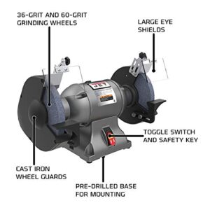 JET 10-Inch Industrial Bench Grinder, 1-1/2 HP, 1800 RPM, 1Ph 115V (IBG-10)