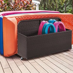 Crosley Furniture CO7303-BR Palm Harbor Outdoor Wicker Rolling Pool Float Caddy, Brown