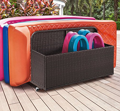 Crosley Furniture CO7303-BR Palm Harbor Outdoor Wicker Rolling Pool Float Caddy, Brown