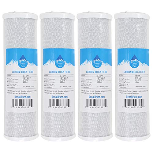 4-Pack Replacement for Compatible with Culligan HF-360 Activated Carbon Block Filter - Universal 10 inch Filter Compatible with Culligan HF-360 Whole House Sediment Filter Clear Housing