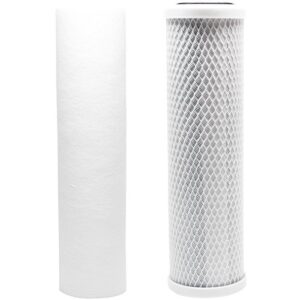 2-pack replacement filter kit compatible with watts wp2-bvc ro system - includes carbon block filter & pp sediment filter - denali pure brand