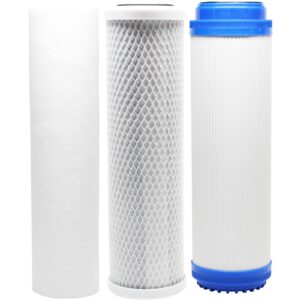 replacement filter kit compatible with everpure cgs-12 ev910012 ro system - includes carbon block filter, pp sediment filter & gac filter - denali pure brand