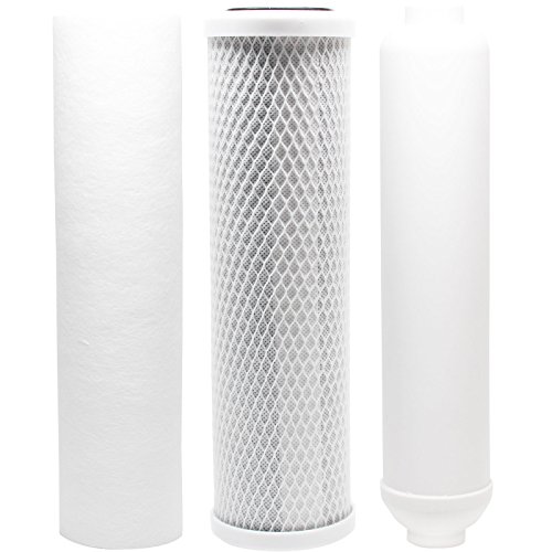 Replacement Filter Kit Compatible with Puromax PC4 RO System - Includes Carbon Block Filter, PP Sediment Filter & Inline Filter Cartridge - Denali Pure Brand