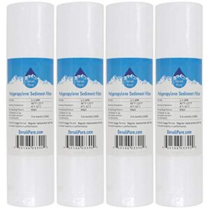 4-pack replacement for whirlpool whkf-dwh polypropylene sediment filter - universal 10-inch 5-micron cartridge compatible with whirlpool standard filtration system - denali pure brand