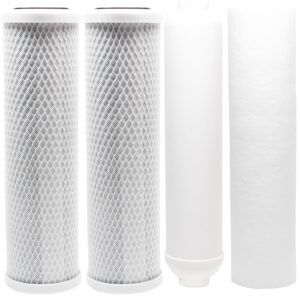 replacement filter kit compatible with conqueror iii or gladiator iii ro system - includes carbon block filters, pp sediment filter & inline filter cartridge - denali pure brand