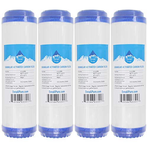 4-Pack Replacement for Compatible with Everpure CGS-10 EV910010 Granular Activated Carbon Filter - Universal 10-inch Cartridge Compatible with EVERPURE CGS-10 SINGLE SERIES 10" HOUSING