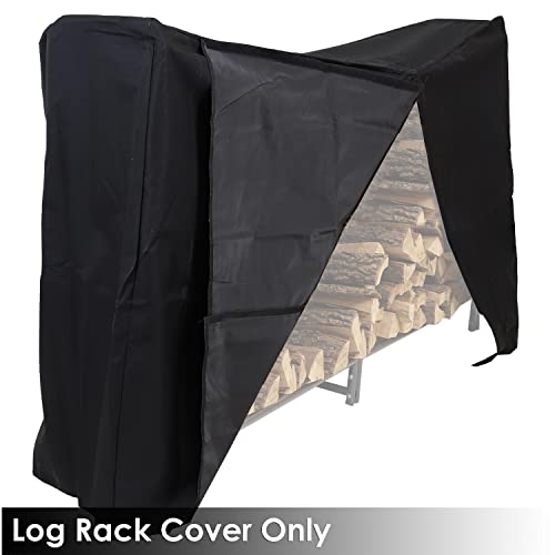 Sunnydaze 6-Foot Firewood Log Rack Cover - Heavy-Duty Weather-Resistant PVC Construction - Black