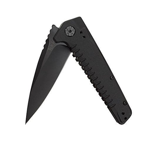 Kershaw Fatback Pocketknife, 3.5" 8Cr13MoV Steel Drop Point Plain Edge Blade, Tactical EDC, One-Handed Assisted Flipper Opening,Black