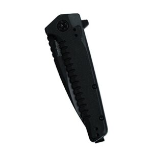 Kershaw Fatback Pocketknife, 3.5" 8Cr13MoV Steel Drop Point Plain Edge Blade, Tactical EDC, One-Handed Assisted Flipper Opening,Black