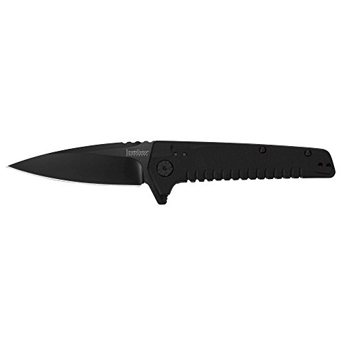 Kershaw Fatback Pocketknife, 3.5" 8Cr13MoV Steel Drop Point Plain Edge Blade, Tactical EDC, One-Handed Assisted Flipper Opening,Black