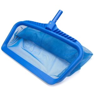 splashtech plastic pool leaf rake head, 20 x 16.5 large deep bag - pool rake head for standard 1.25" telescoping pole - durable poly mesh pool cleaning net for leaves, bugs, or debris