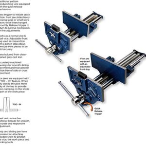 Groz 39007 Quick Release Woodworking Vise, with Trigger for Quick Adjustment