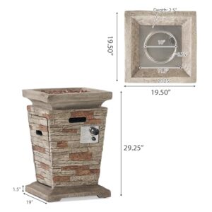 Christopher Knight Home Laguna MGO Fire Column - 40,000 BTU, 19.5", Natural Stone