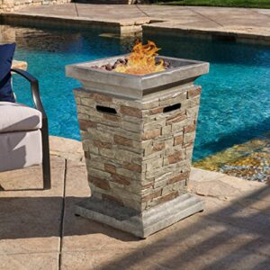 Christopher Knight Home Laguna MGO Fire Column - 40,000 BTU, 19.5", Natural Stone