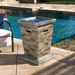 Christopher Knight Home Laguna MGO Fire Column - 40,000 BTU, 19.5", Natural Stone