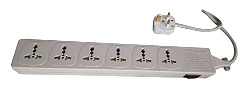 Wonpro WES4-D107 Universal Power Strip 6-Outlet Surge Protector, 110V - 220V/250V