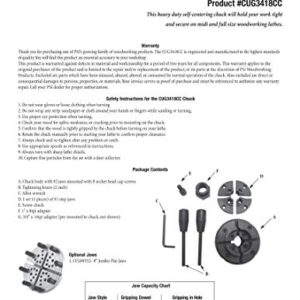 PSI Woodworking CUG3418CC Utility Grip 4-Jaw Lathe Chuck System