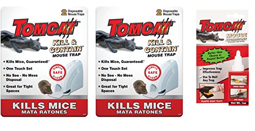 Tomcat Kill and Contain Mouse Trap, 2-Pack (set of 2 - Total 4 Traps) - With Attractant Gel