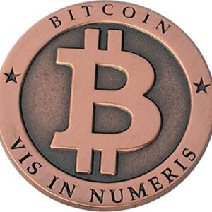 Bitcoin Miner Token Antique Copper Commemorative Souvenir Round by CoinedBits | Limited Edition with Plastic Display Case