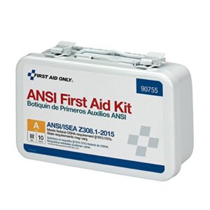 First Aid Only 90755 ANSI 2015 Compliant 10-Person Emergency First Aid Kit for Office, Home, and Worksites, 71 Pieces