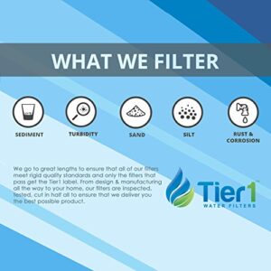 Tier1 20 Micron 20 Inch x 4.5 Inch | 4-Pack Spun Wound Polypropylene Whole House Sediment Water Filter Replacement Cartridge | Compatible with Pentek DGD-7525-20, 155356-43, Home Water Filter