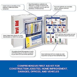 First Aid Only 90658 25-Person SmartCompliance First Aid Kit for Businesses, ANSI 2015 Compliant Metal Food Service First Aid Cabinet, 94 Pieces