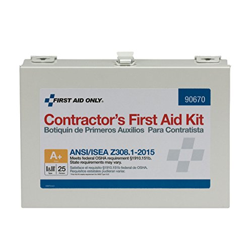 First Aid Only 90670 25-Person ANSI A+ Contractor's Emergency First Aid Kit for Home Renovation, Job Sites, and Construction Vehicles, 182 Pieces