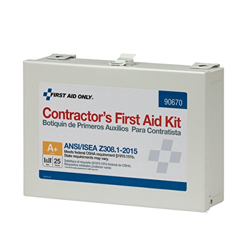 First Aid Only 90670 25-Person ANSI A+ Contractor's Emergency First Aid Kit for Home Renovation, Job Sites, and Construction Vehicles, 182 Pieces