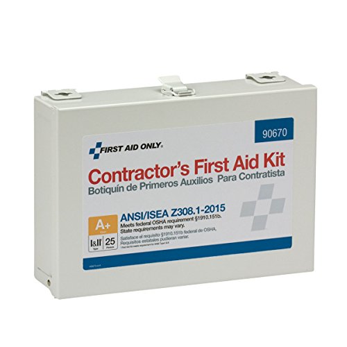 First Aid Only 90670 25-Person ANSI A+ Contractor's Emergency First Aid Kit for Home Renovation, Job Sites, and Construction Vehicles, 182 Pieces