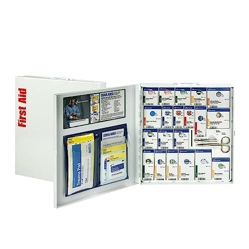 First Aid Only 50-Person SmartCompliance First Aid Kit for Businesses, ANSI A+ Compliant Metal First Aid Cabinet with Medications, 241 Pieces