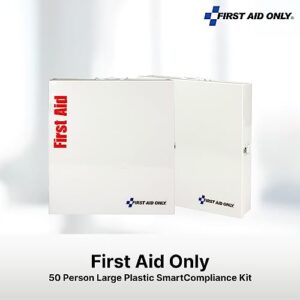 First Aid Only 50-Person SmartCompliance First Aid Kit for Businesses, ANSI A+ Compliant Metal First Aid Cabinet with Medications, 241 Pieces