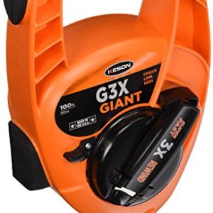 Keson G3X Giant Chalk Line with High Speed Rewind, 12 oz Capacity, 100 ft String "Packaging may vary"