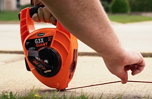 Keson G3X Giant Chalk Line with High Speed Rewind, 12 oz Capacity, 100 ft String "Packaging may vary"