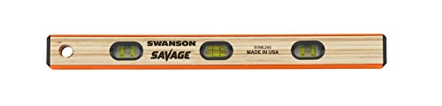 Swanson Tool Co SVML240 24 inch Savage Laminated Wood Masonry I-Beam Level with 3 Bubble Vials for 0°/90°/45° Measurements