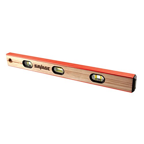 Swanson Tool Co SVML240 24 inch Savage Laminated Wood Masonry I-Beam Level with 3 Bubble Vials for 0°/90°/45° Measurements