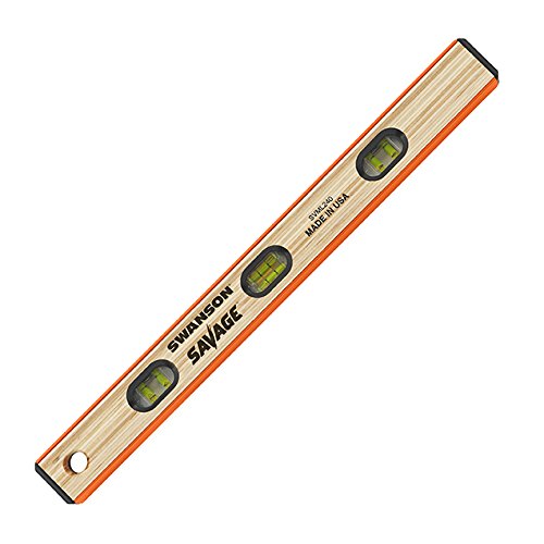 Swanson Tool Co SVML240 24 inch Savage Laminated Wood Masonry I-Beam Level with 3 Bubble Vials for 0°/90°/45° Measurements