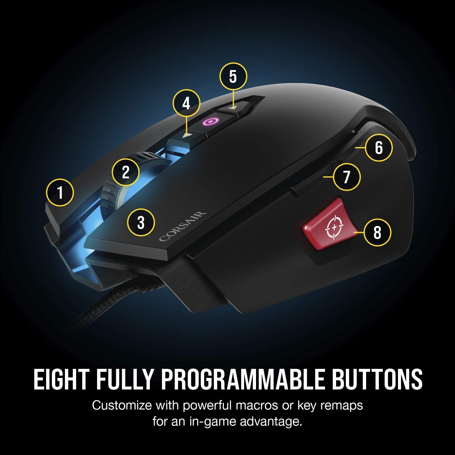 CORSAIR M65 Pro RGB - FPS Gaming Mouse - 12,000 DPI Optical Sensor - Adjustable DPI Sniper Button - Tunable Weights -  Black (CH-9300011-NA)