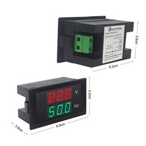 KETOTEK Digital AC Voltmeter Panel Mounting Meter AC80-300V Frequency Counter 45.0-65.0 HZ LED Display Voltage Volt Frequency Meter Tester Gauge