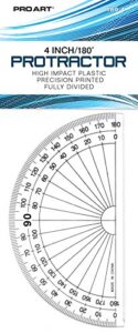 pro art protractor, 180 degree 4-inch, clear