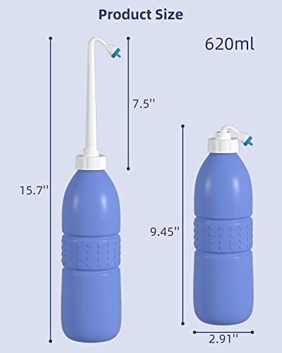 Hibbent Portable Bidet Sprayer and Travel Bidet with Hand Held Bidet Bottle for Personal Cleansing Use Extended Nozzle - Personal Hygiene Care Toilet Bidet Shower/Bathroom Bidet Spray -21.8oz(620ml)