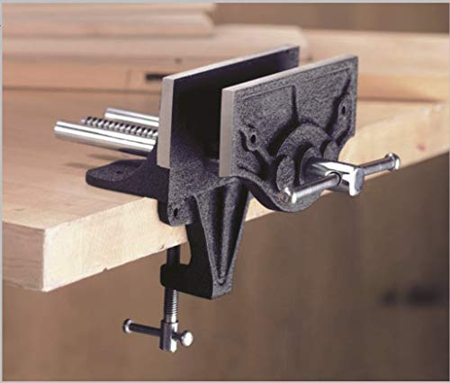 Groz Portable Woodworking Vise, 6-Inch, Clamp on or Bolt to Bench, Cast Iron with "Toe-in" Feature (39006)